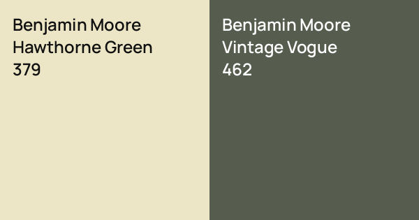 Benjamin Moore Hawthorne Green vs. Benjamin Moore Vintage Vogue comparison