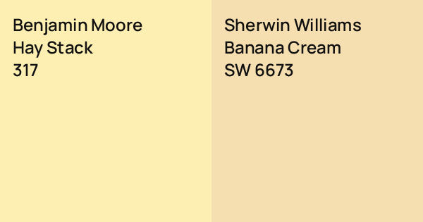 Benjamin Moore Hay Stack vs. Sherwin Williams Banana Cream comparison