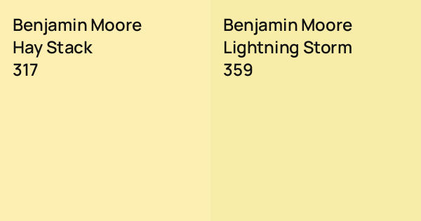 Benjamin Moore Hay Stack vs. Benjamin Moore Lightning Storm comparison