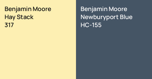 Benjamin Moore Hay Stack vs. Benjamin Moore Newburyport Blue comparison