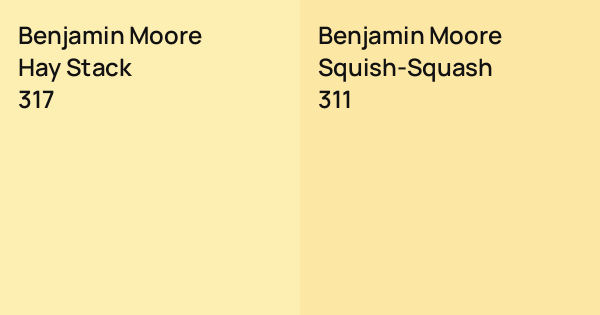 Benjamin Moore Hay Stack vs. Benjamin Moore Squish-Squash comparison