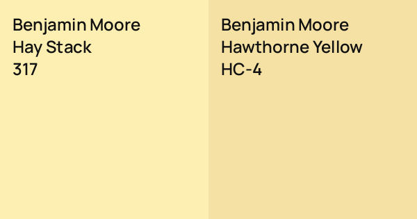 Benjamin Moore Hay Stack vs. Benjamin Moore Hawthorne Yellow comparison