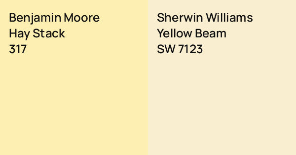 Benjamin Moore Hay Stack vs. Sherwin Williams Yellow Beam comparison
