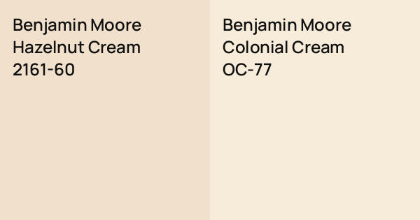 Benjamin Moore Hazelnut Cream vs. Benjamin Moore Colonial Cream comparison