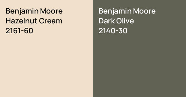 Benjamin Moore Hazelnut Cream vs. Benjamin Moore Dark Olive comparison