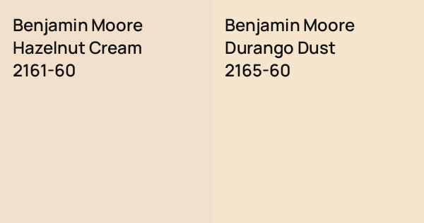 Benjamin Moore Hazelnut Cream vs. Benjamin Moore Durango Dust comparison