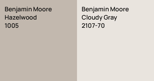 Benjamin Moore Hazelwood vs. Benjamin Moore Cloudy Gray comparison