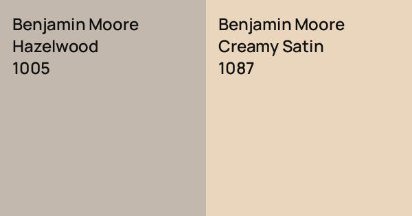Benjamin Moore Hazelwood vs. Benjamin Moore Creamy Satin comparison