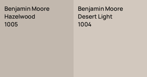Benjamin Moore Hazelwood vs. Benjamin Moore Desert Light comparison