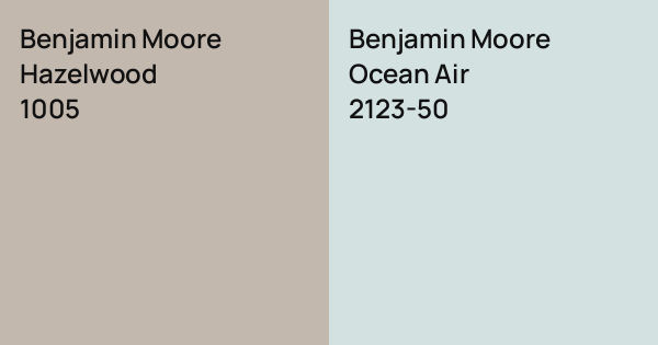 Benjamin Moore Hazelwood vs. Benjamin Moore Ocean Air comparison
