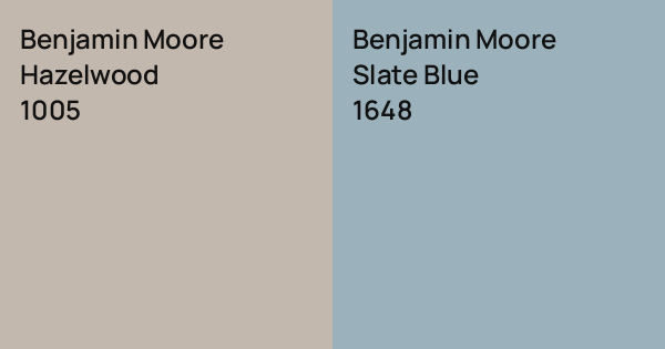 Benjamin Moore Hazelwood vs. Benjamin Moore Slate Blue comparison