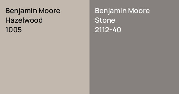 Benjamin Moore Hazelwood vs. Benjamin Moore Stone comparison