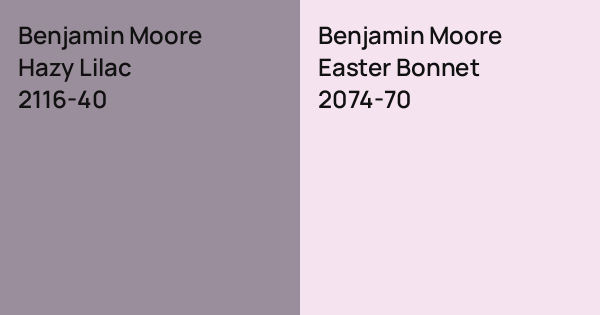 Benjamin Moore Hazy Lilac vs. Benjamin Moore Easter Bonnet comparison