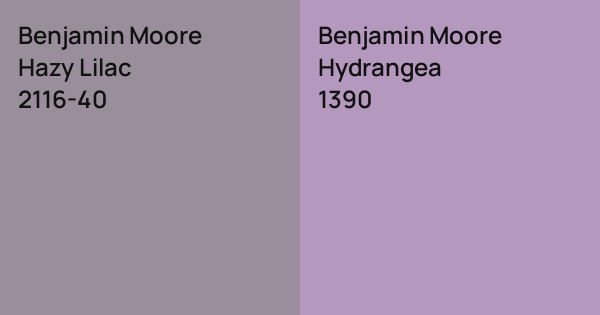 Benjamin Moore Hazy Lilac vs. Benjamin Moore Hydrangea comparison