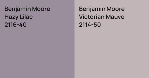 Benjamin Moore Hazy Lilac vs. Benjamin Moore Victorian Mauve comparison