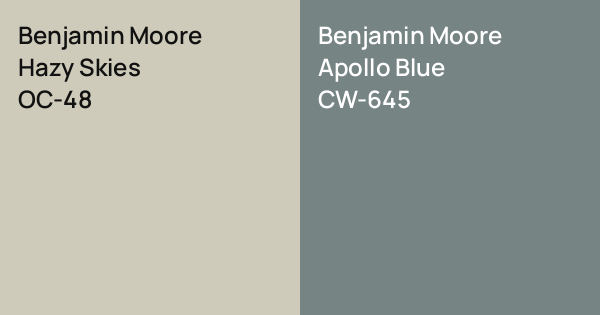 Benjamin Moore Hazy Skies vs. Benjamin Moore Apollo Blue comparison