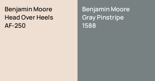 Benjamin Moore Head Over Heels vs. Benjamin Moore Gray Pinstripe comparison