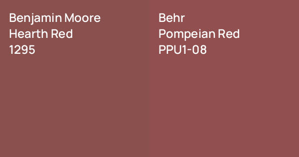 Benjamin Moore Hearth Red vs. Behr Pompeian Red comparison