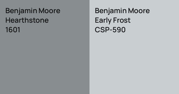 Benjamin Moore Hearthstone vs. Benjamin Moore Early Frost comparison