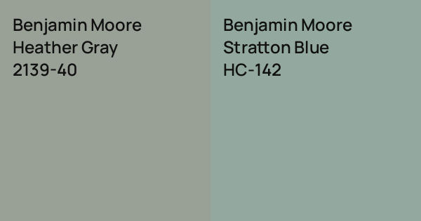 Benjamin Moore Heather Gray vs. Benjamin Moore Stratton Blue comparison
