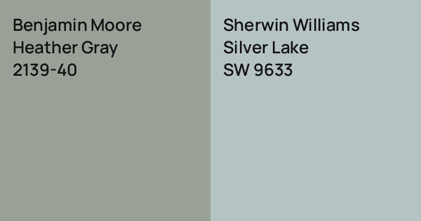 Benjamin Moore Heather Gray vs. Sherwin Williams Silver Lake comparison