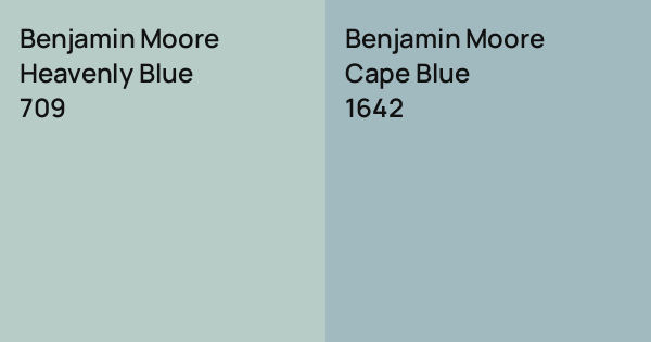 Benjamin Moore Heavenly Blue vs. Benjamin Moore Cape Blue comparison