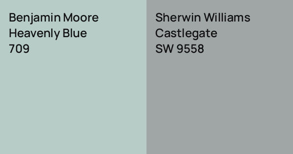 Benjamin Moore Heavenly Blue vs. Sherwin Williams Castlegate comparison