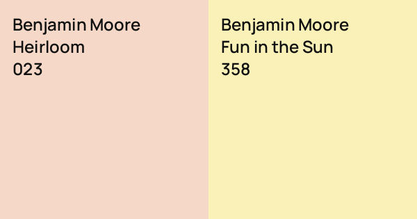 Benjamin Moore Heirloom vs. Benjamin Moore Fun in the Sun comparison