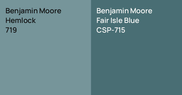 Benjamin Moore Hemlock vs. Benjamin Moore Fair Isle Blue comparison