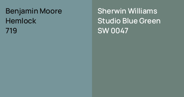 Benjamin Moore Hemlock vs. Sherwin Williams Studio Blue Green comparison