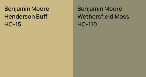 Benjamin Moore Henderson Buff vs. Benjamin Moore Wethersfield Moss ...