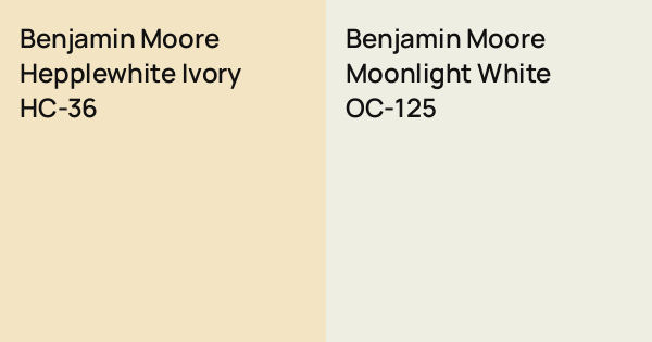 Benjamin Moore Hepplewhite Ivory vs. Benjamin Moore Moonlight White ...