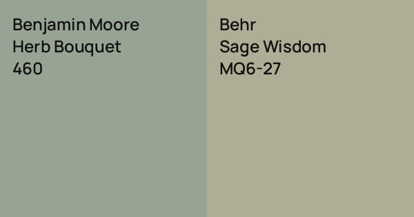 Benjamin Moore Herb Bouquet vs. Behr Sage Wisdom comparison
