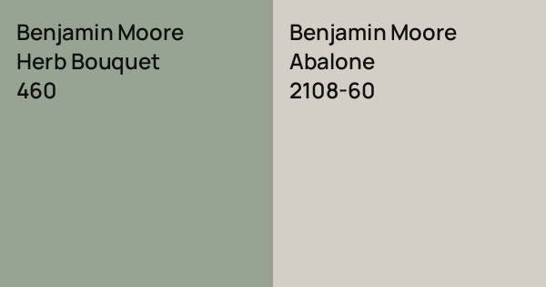 Benjamin Moore Herb Bouquet vs. Benjamin Moore Abalone comparison