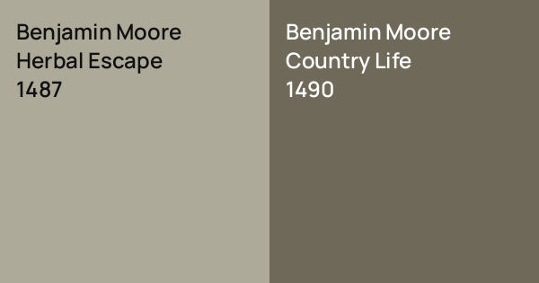 Benjamin Moore Herbal Escape vs. Benjamin Moore Country Life comparison