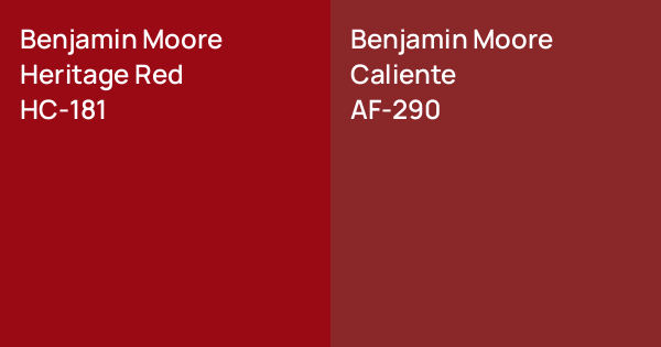 Benjamin Moore Heritage Red vs. Benjamin Moore Caliente comparison