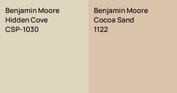 Benjamin Moore Hidden Cove vs. Benjamin Moore Cocoa Sand comparison