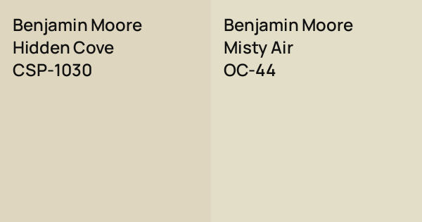 Benjamin Moore Hidden Cove vs. Benjamin Moore Misty Air comparison