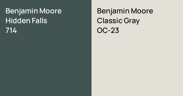 Benjamin Moore Hidden Falls vs. Benjamin Moore Classic Gray comparison