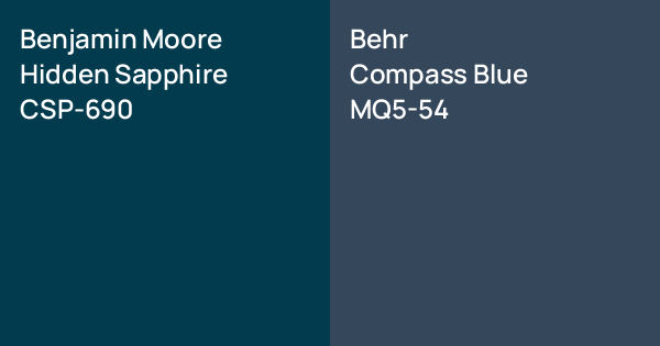 Benjamin Moore Hidden Sapphire vs. Behr Compass Blue comparison