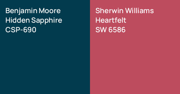 Benjamin Moore Hidden Sapphire vs. Sherwin Williams Heartfelt comparison