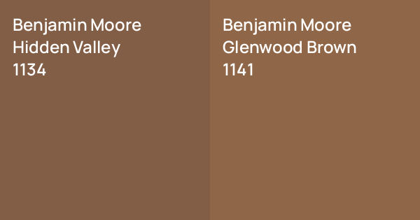 Benjamin Moore Hidden Valley vs. Benjamin Moore Glenwood Brown comparison