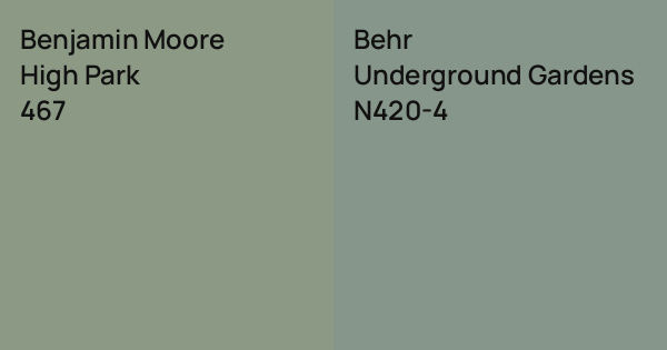 Benjamin Moore High Park vs. Behr Underground Gardens comparison