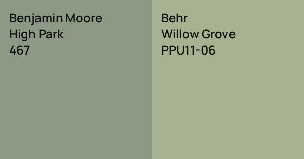 Benjamin Moore High Park vs. Behr Willow Grove comparison