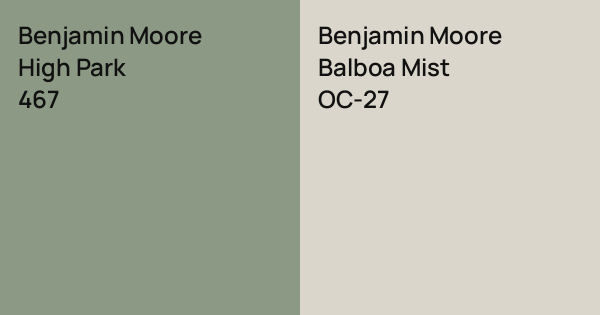 Benjamin Moore High Park vs. Benjamin Moore Balboa Mist comparison