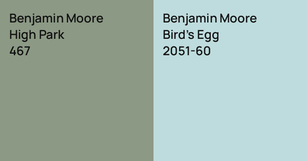 Benjamin Moore High Park vs. Benjamin Moore Bird's Egg comparison