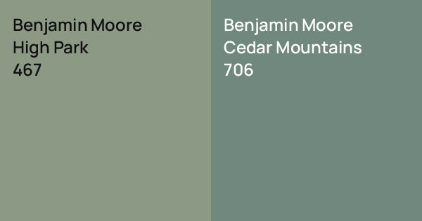 Benjamin Moore High Park vs. Benjamin Moore Cedar Mountains comparison