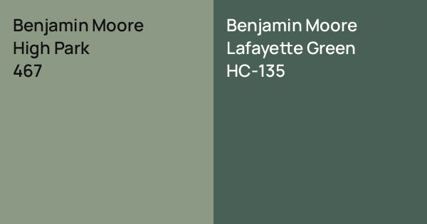 Benjamin Moore High Park vs. Benjamin Moore Lafayette Green comparison