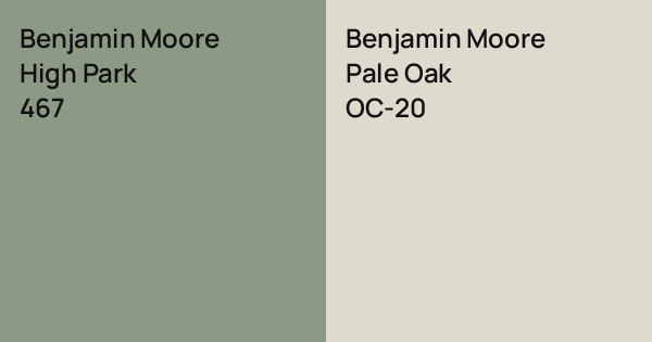 Benjamin Moore High Park vs. Benjamin Moore Pale Oak comparison