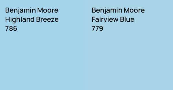Benjamin Moore Highland Breeze vs. Benjamin Moore Fairview Blue comparison